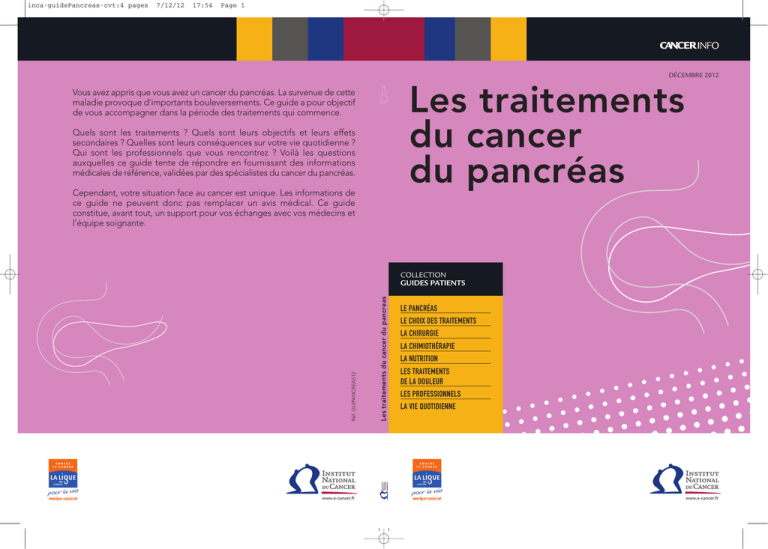 Les traitements du cancer du pancréas
