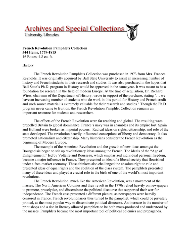 French Revolution Pamphlets Collection 544 Items, 1779