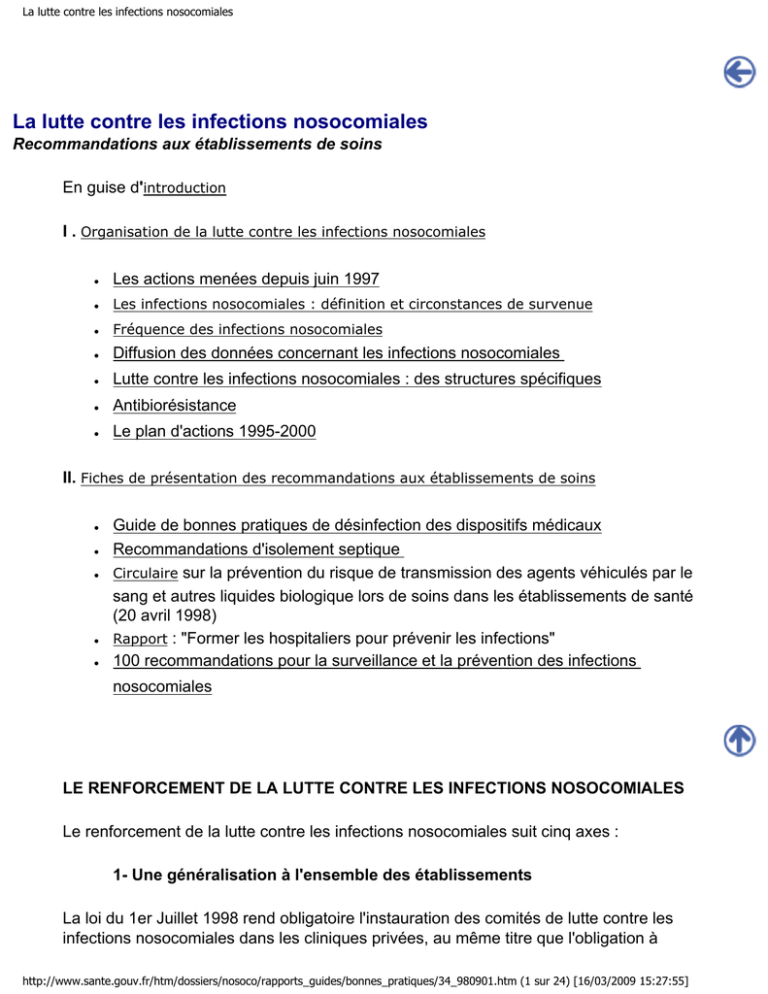 La lutte contre les infections nosocomiales