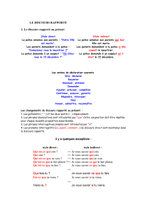 LE DISCOURS RAPPORTE ET EXERCICES